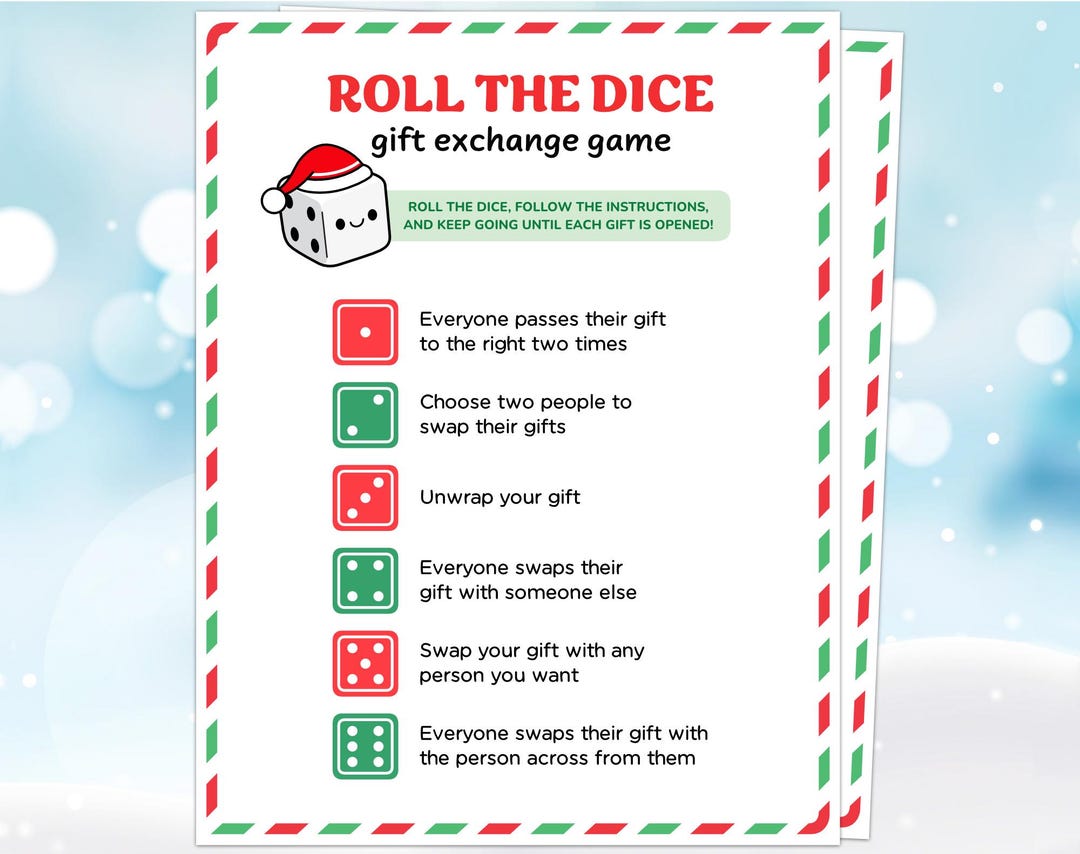 Christmas Roll the Dice Gift Exchange Game, Roll the Dice Christmas ...