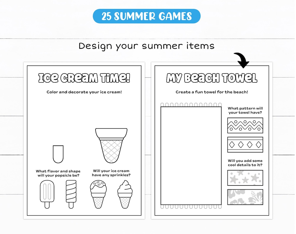 Summer Activity Book for Kids, Summer Activity Sheets, Summer Activity ...