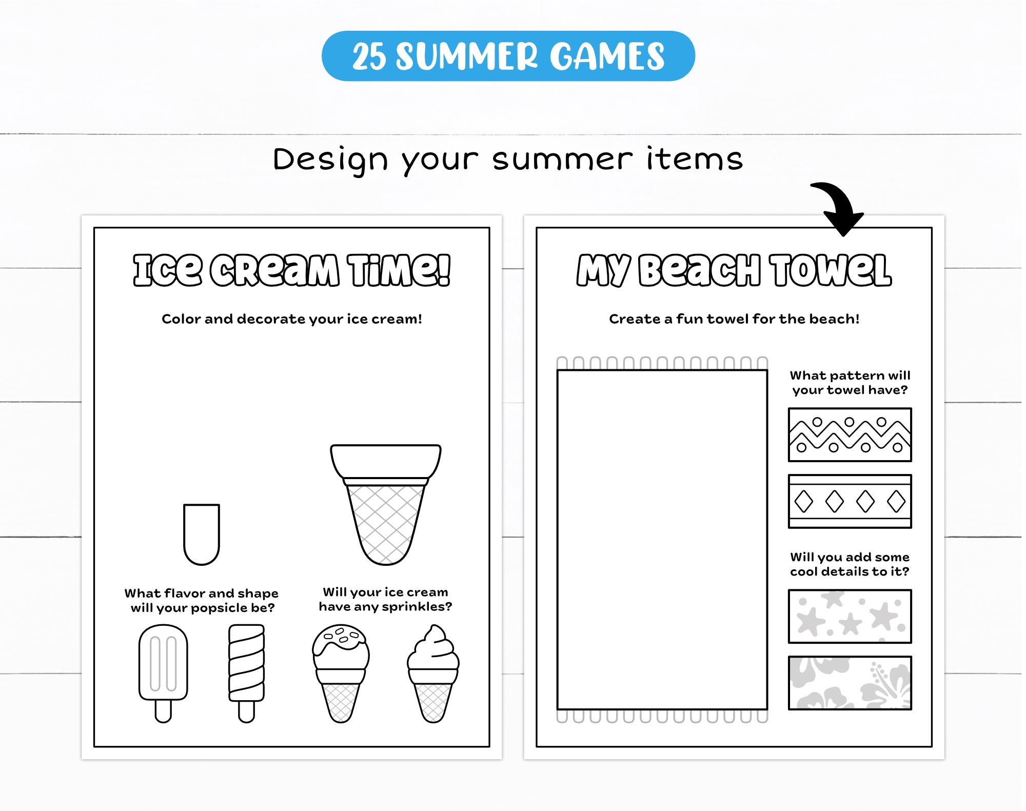 Summer Activity Book for Kids, Summer Activity Sheets, Summer Activity ...