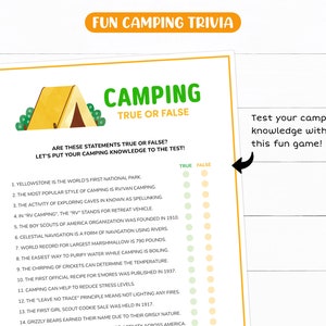 Camping Trivia Game, Camping Quiz Games, Camp Printables, Wildlife ...