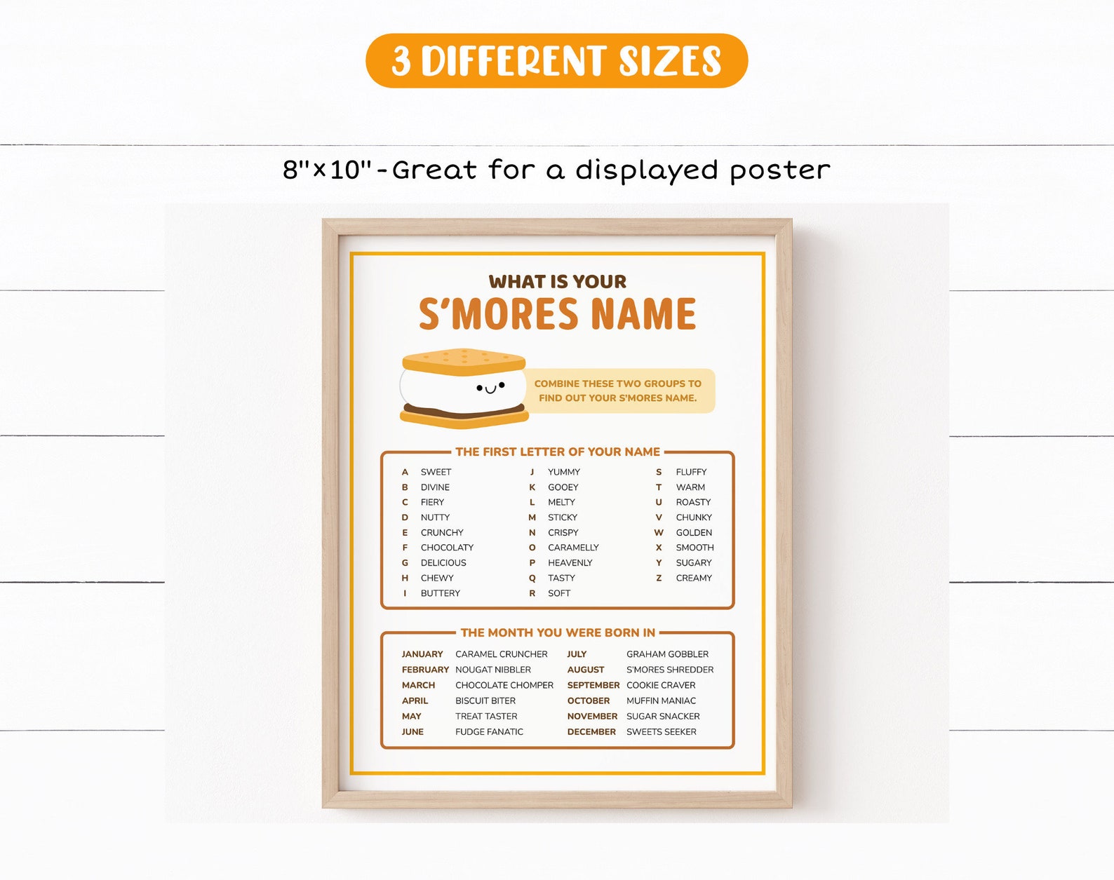 What's Your S'mores Name Game With Tags, Whats Your Smores Name ...