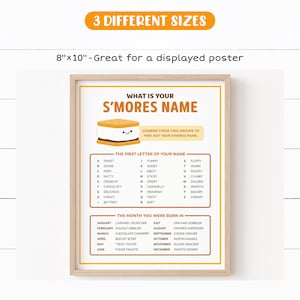 What's Your S'mores Name Game With Tags, Whats Your Smores Name ...