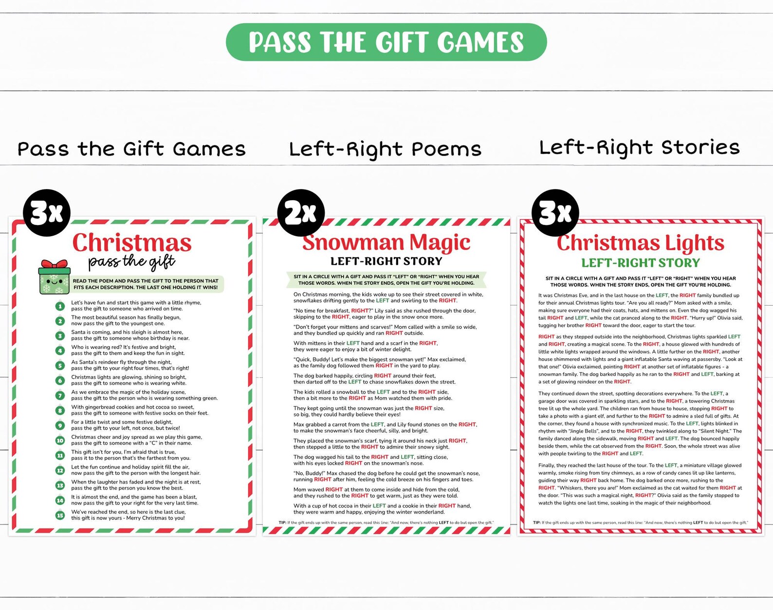 Christmas Pass the Gift Game, Pass the Prize Poem, Pass the Present ...