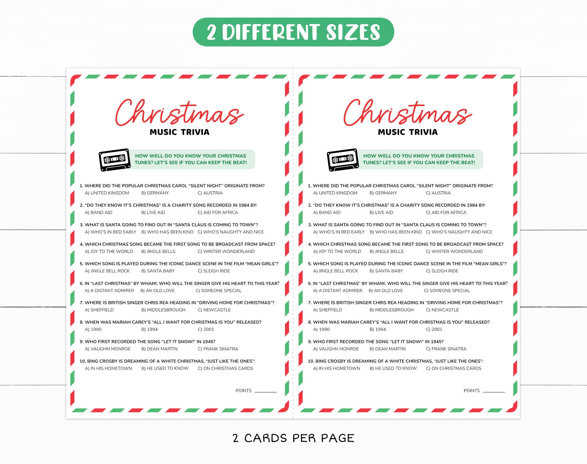 Christmas Music Trivia Game, Christmas Songs Trivia, Christmas Trivia ...