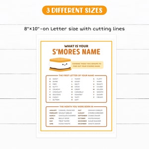 What's Your S'mores Name Game With Tags, Whats Your Smores Name ...