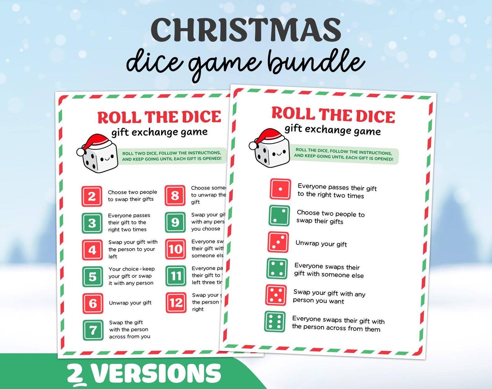 Christmas Roll the Dice Gift Exchange Game, Roll the Dice Christmas ...
