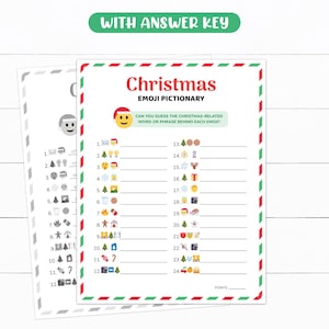 Christmas Emoji Pictionary Game, Christmas Emoji Quiz, Printable Guess ...