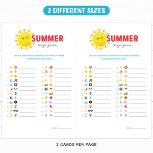 Summer Emoji Game, Summer Emoji Pictionary, Printable Emoji Quiz, Fun ...