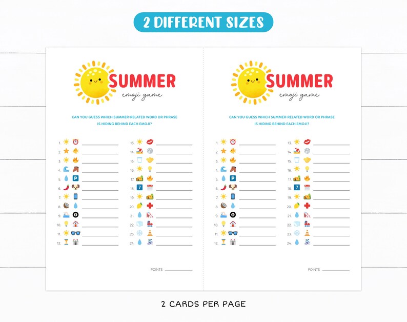 Summer Emoji Game, Summer Emoji Pictionary, Printable Emoji Quiz, Fun ...