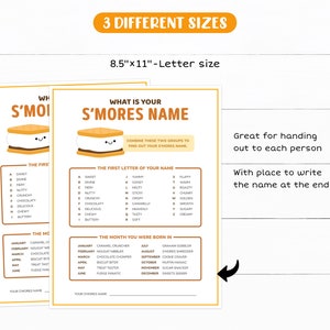 What's Your S'mores Name Game With Tags, Whats Your Smores Name ...