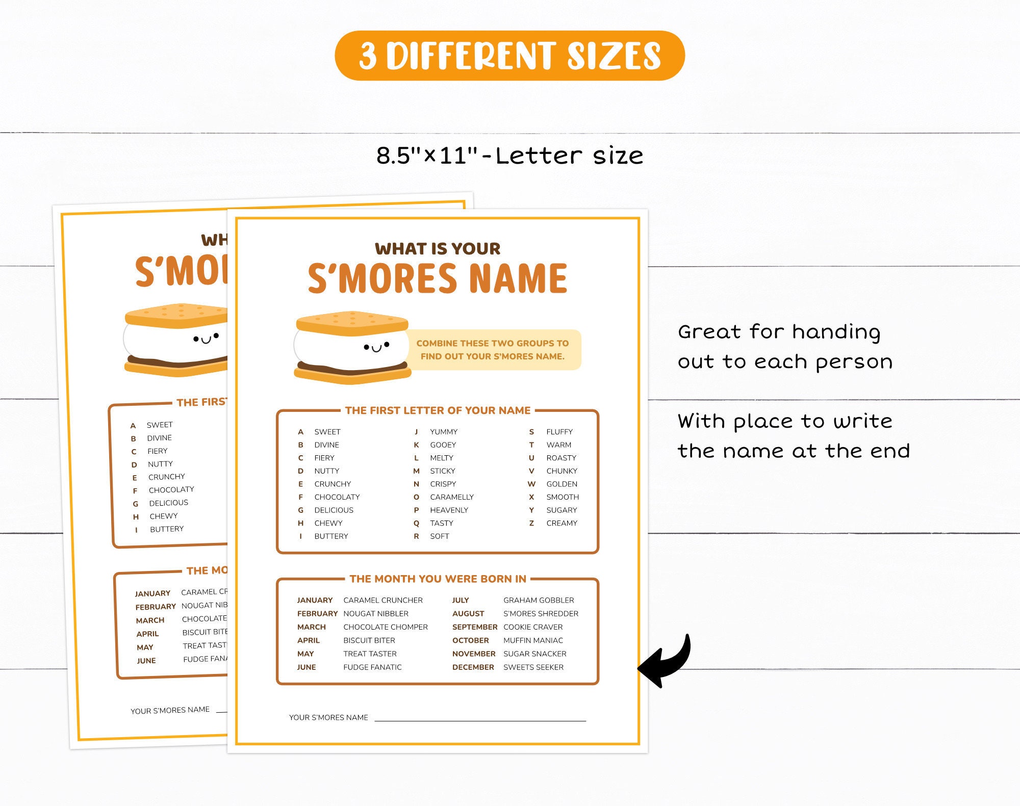 What's Your S'mores Name Game With Tags, Whats Your Smores Name ...