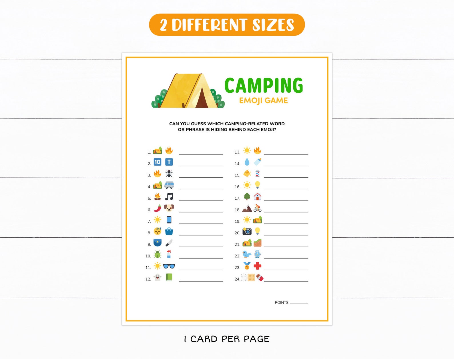 Camping Emoji Game, Camping Guess the Emoji Pictionary Quiz, Camping ...