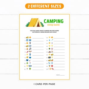 Camping Emoji Game, Camping Guess the Emoji Pictionary Quiz, Camping ...