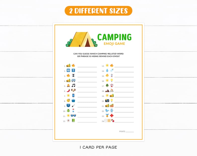 Camping Emoji Game, Camping Guess the Emoji Pictionary Quiz, Camping ...
