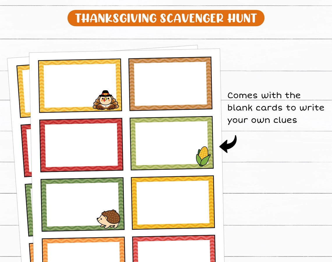 Thanksgiving Scavenger Hunt Clues for Kids, Printable Scavenger Hunt ...