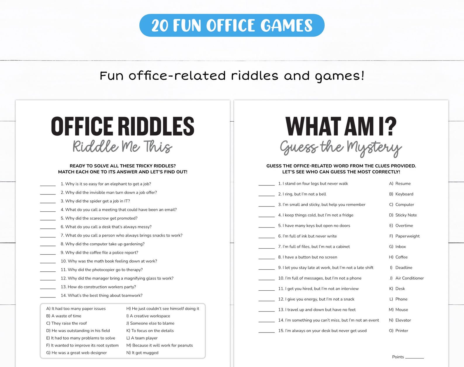Team Building Games for Work, Office Games Bundle, Work Party Games ...