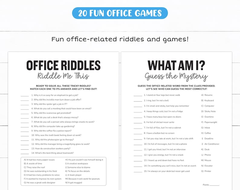 Team Building Games for Work, Office Games Bundle, Work Party Games ...