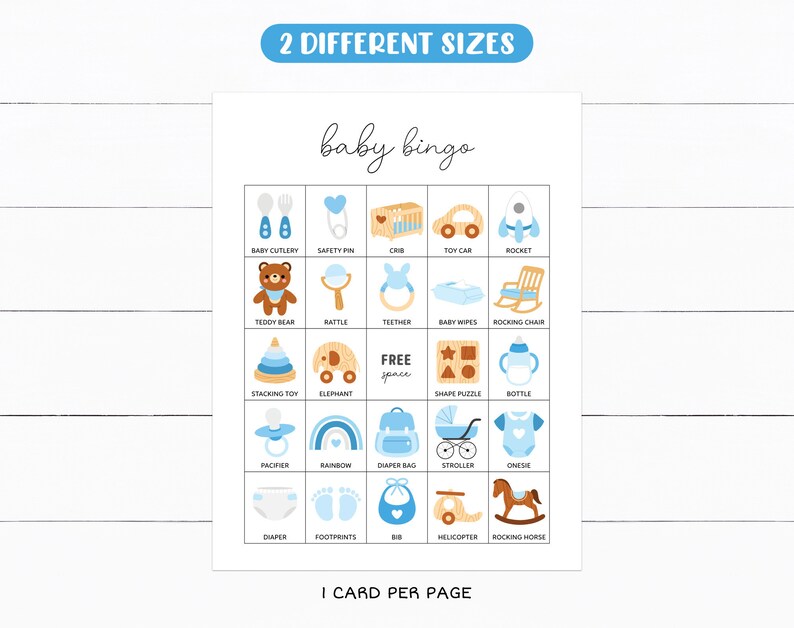 Baby Shower Bingo Game, Prefilled Baby Boy Bingo, Printable Baby Bingo ...