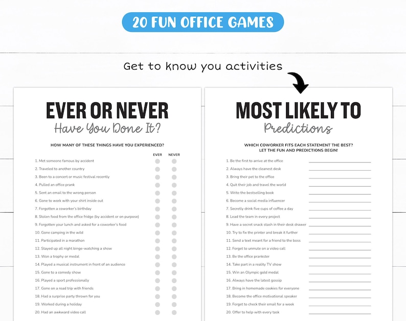 Team Building Games for Work, Office Games Bundle, Work Party Games ...