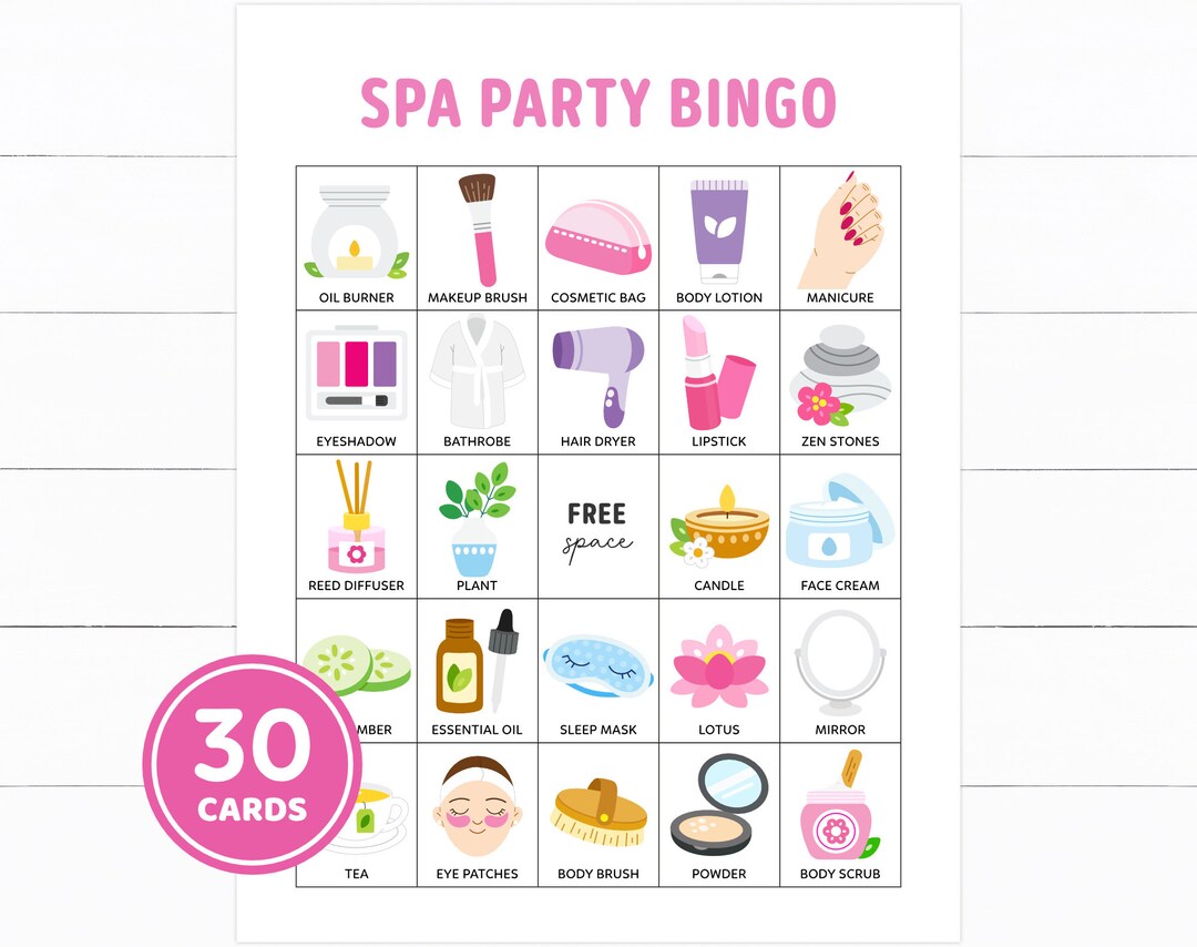 Spa Bingo Cards, Pamper Spa Day Bingo, Spa Party Games With Friends ...