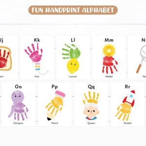Alphabet Handprint Art Craft Bundle, Handprint Alphabet Book Template ...