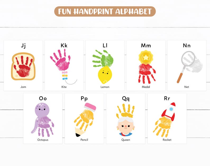 Alphabet Handprint Art Craft Bundle, Handprint Alphabet Book Template ...