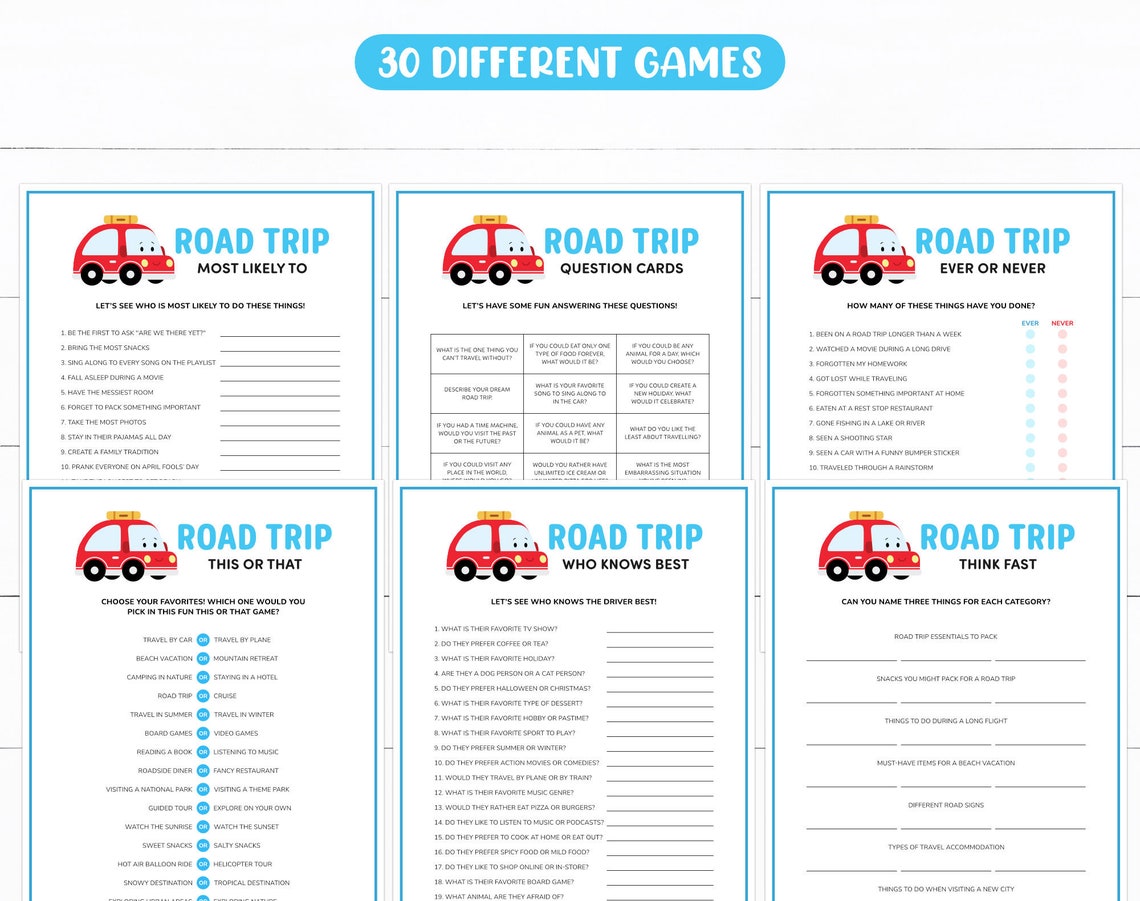 Kids Road Trip Games Bundle, Family Road Trip Pack, Printable Travel ...