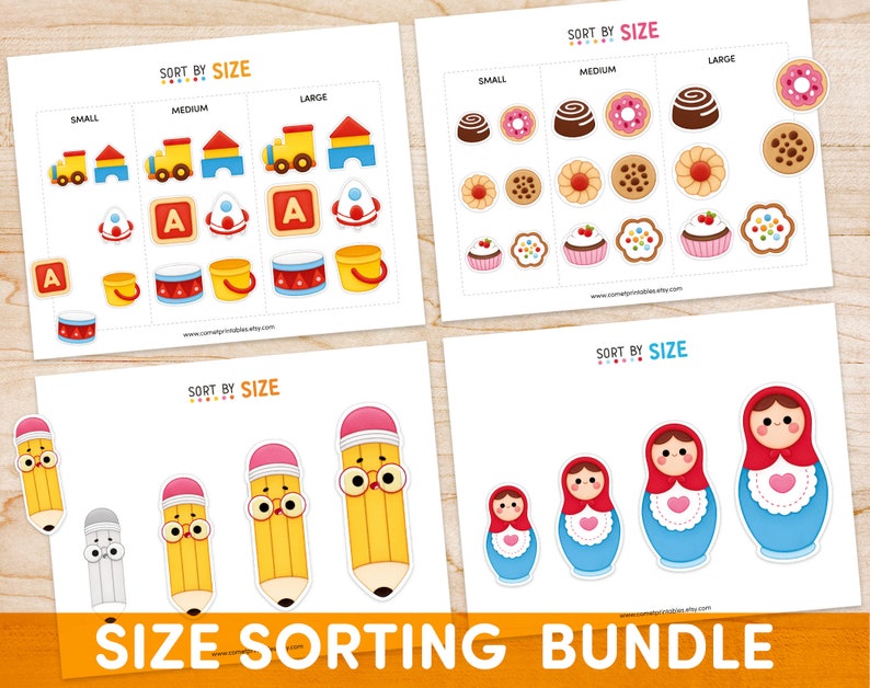 Sort by Size Busy Book Sorting by Size Preschool Printables - Etsy