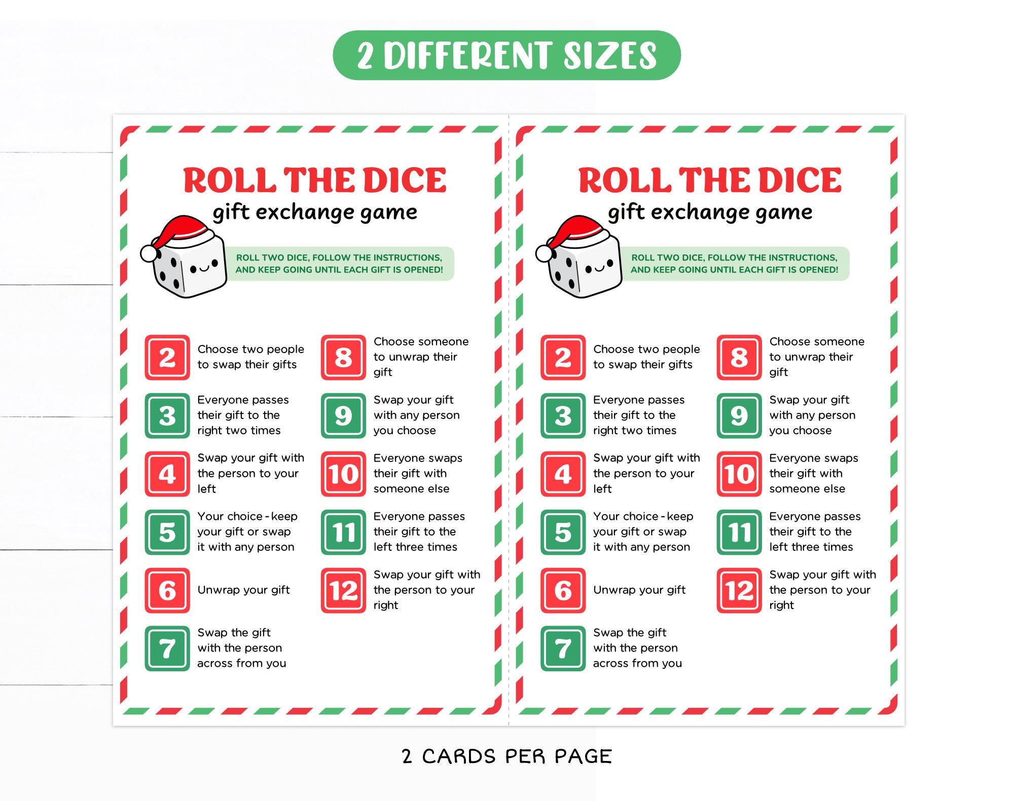 Roll the Dice Christmas Gift Exchange, Christmas Roll the Dice Gift ...