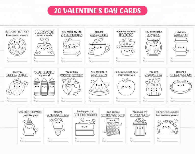 Cute Valentines Day Cards, Coloring Valentine Cards, Kids Valentines ...