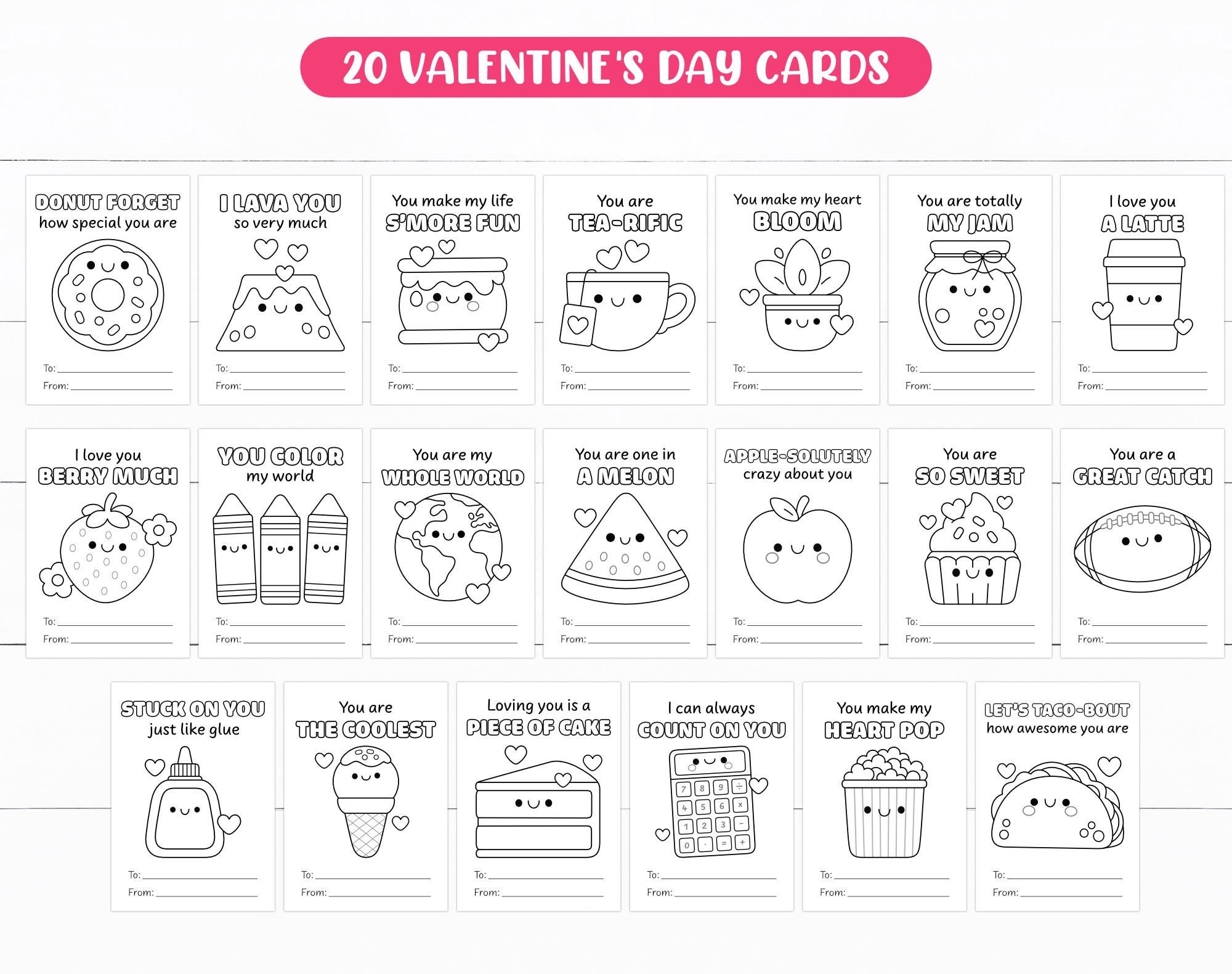 Cute Valentines Day Cards, Coloring Valentine Cards, Kids Valentines ...
