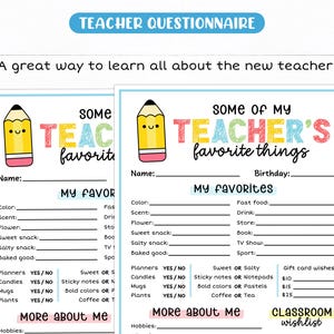 All About My Teacher Questionnaire, Meet the Teacher Survey, Printable ...