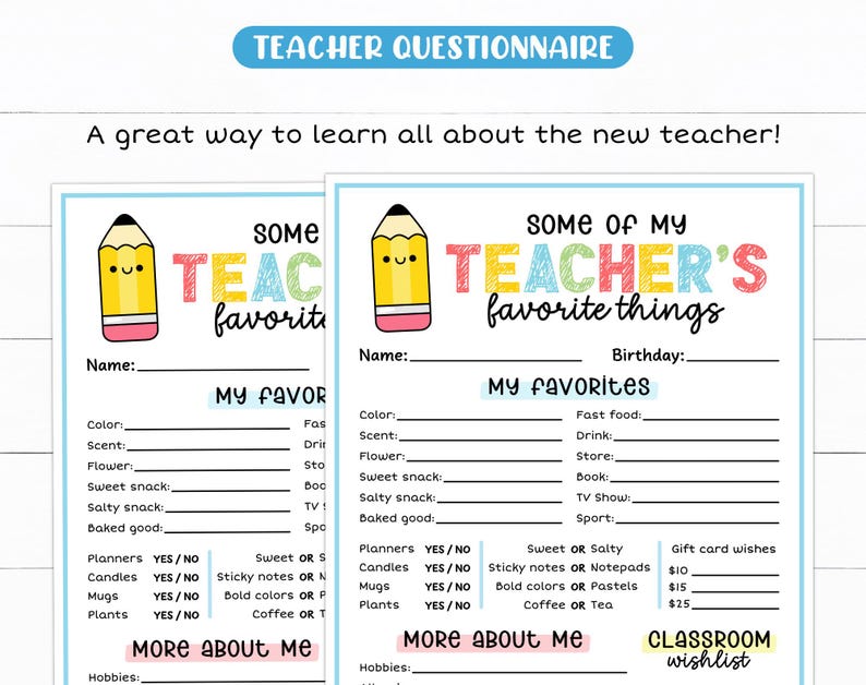 All About My Teacher Questionnaire, Meet the Teacher Survey, Printable ...
