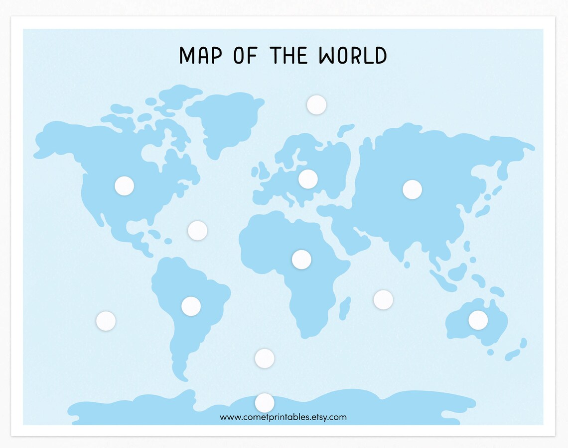 Continents and Oceans Matching Activity, Montessori World Map, 3 Part ...