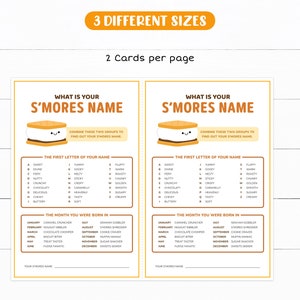What's Your S'mores Name Game With Tags, Whats Your Smores Name ...