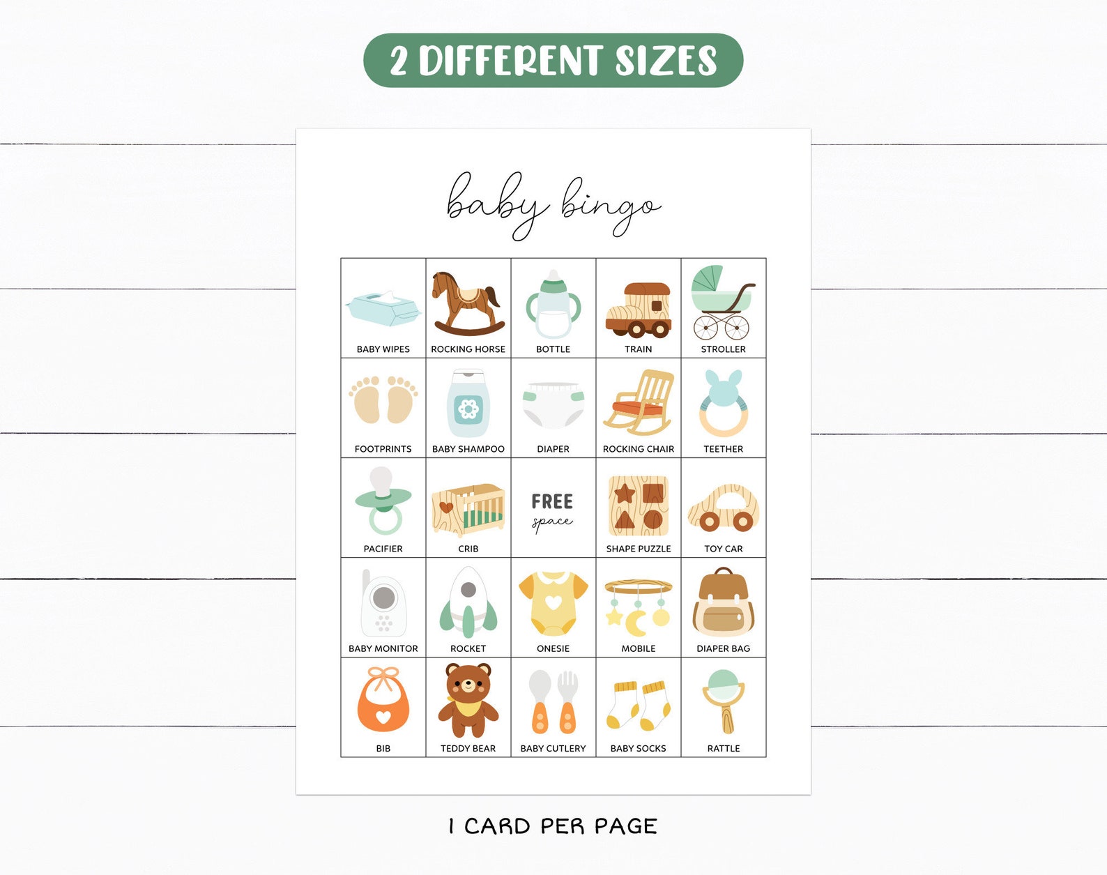 Gender Neutral Baby Bingo Cards With Pictures, Prefilled Baby Shower ...