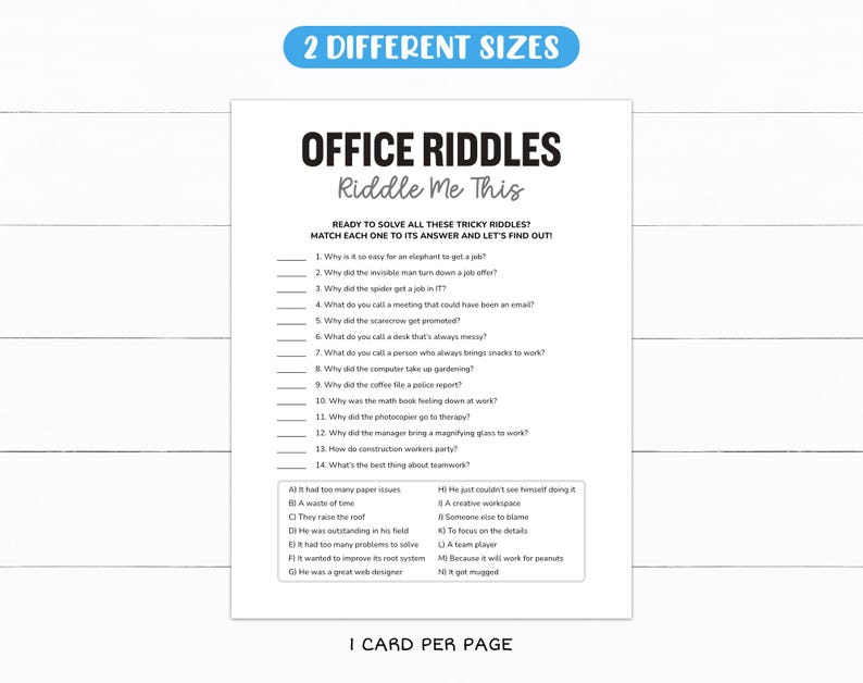 Office Riddles, Riddle Me This Office Games, Easy Work Riddles and ...