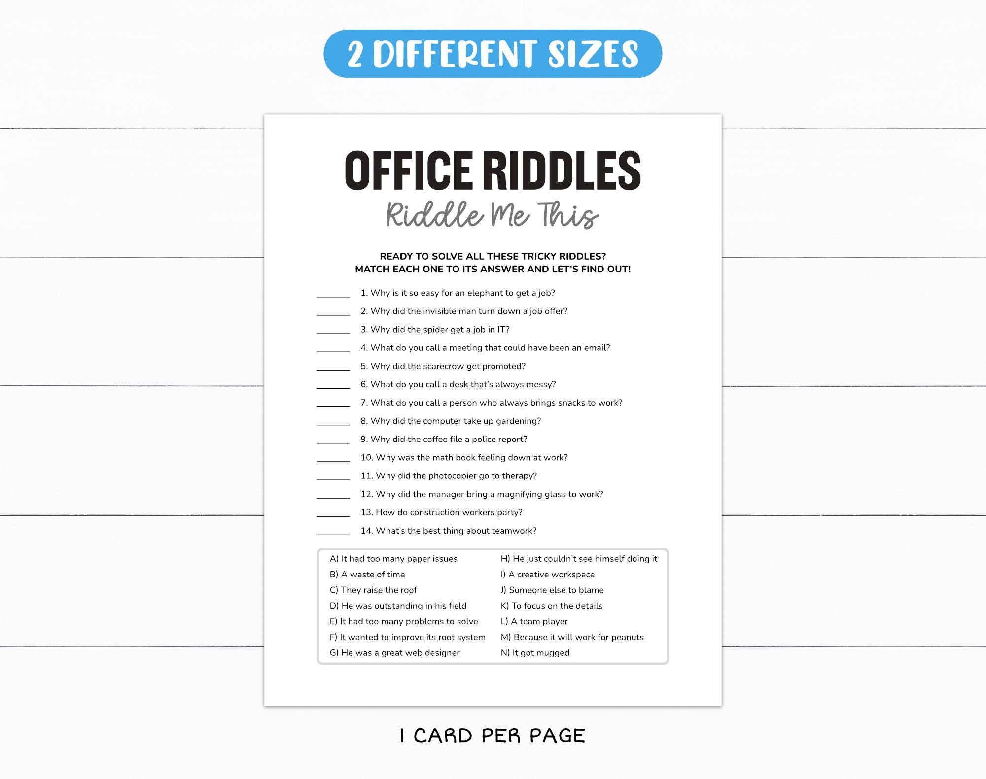 Office Riddles, Riddle Me This Office Games, Easy Work Riddles and ...