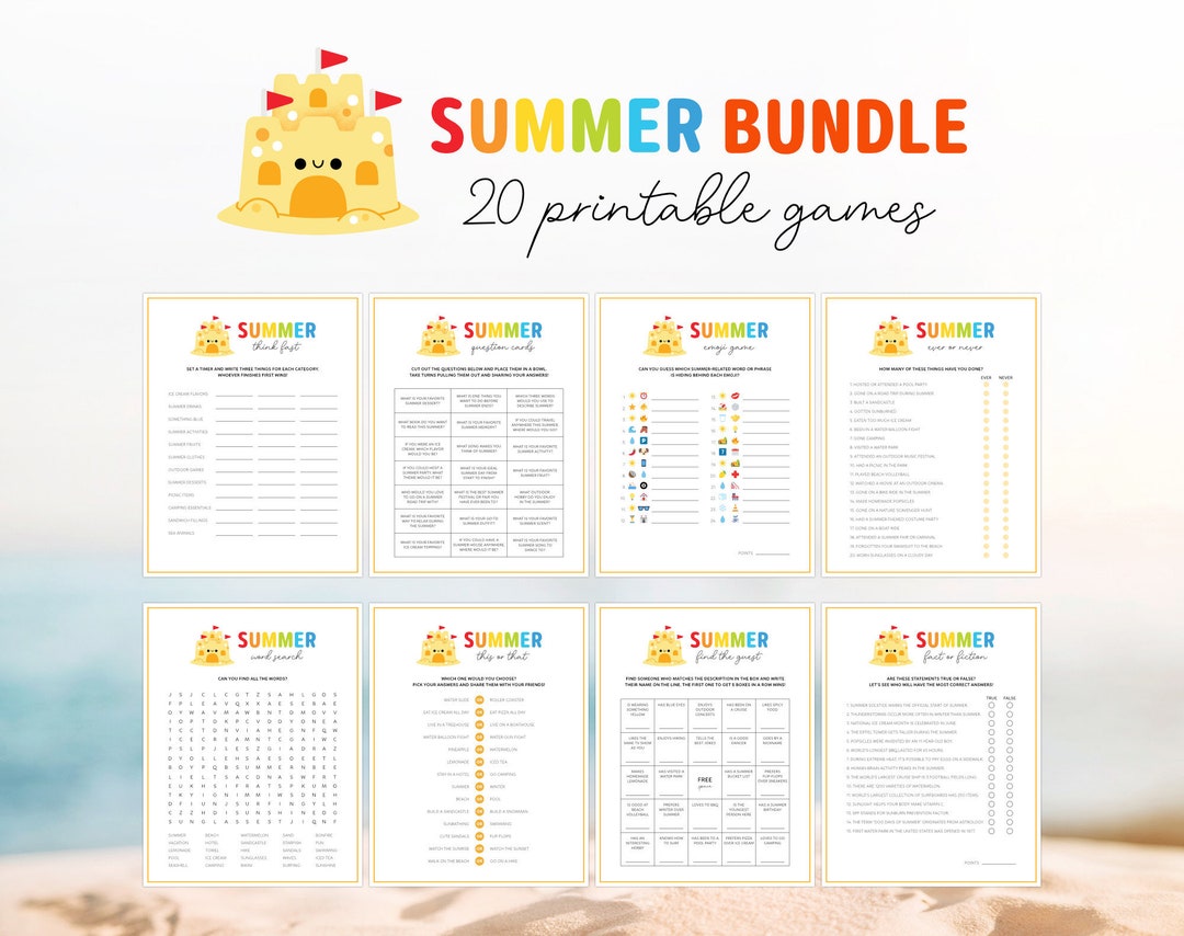 Kids Summer Games Bundle, Summer Party Games Mega Bundle, Printable ...