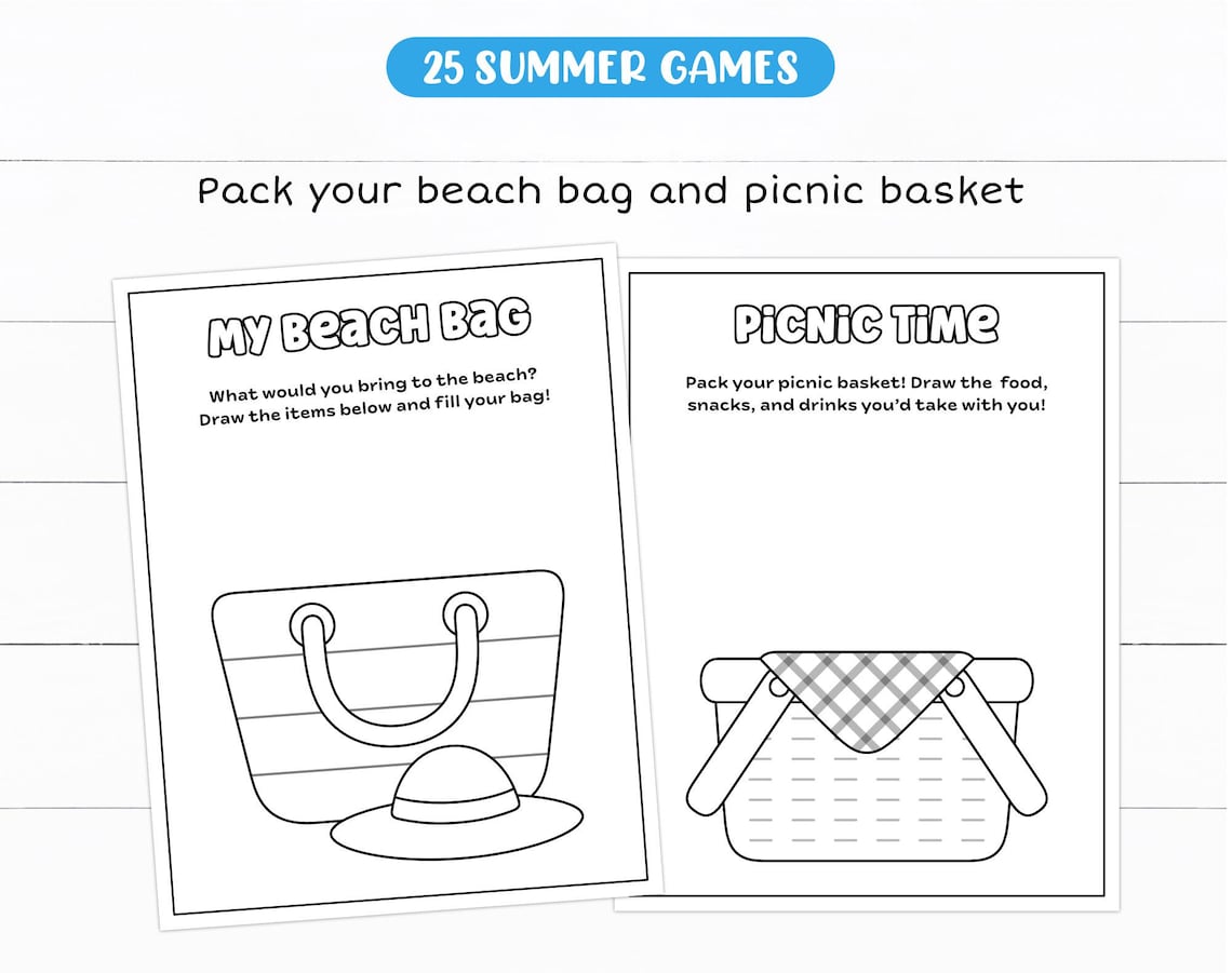 Summer Activity Book for Kids, Summer Activity Sheets, Summer Activity ...