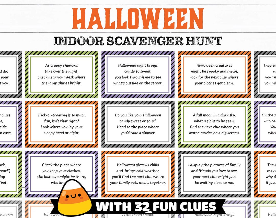 Indoor Halloween Scavenger Hunt Clues, Indoor Halloween Scavenger Hunt ...