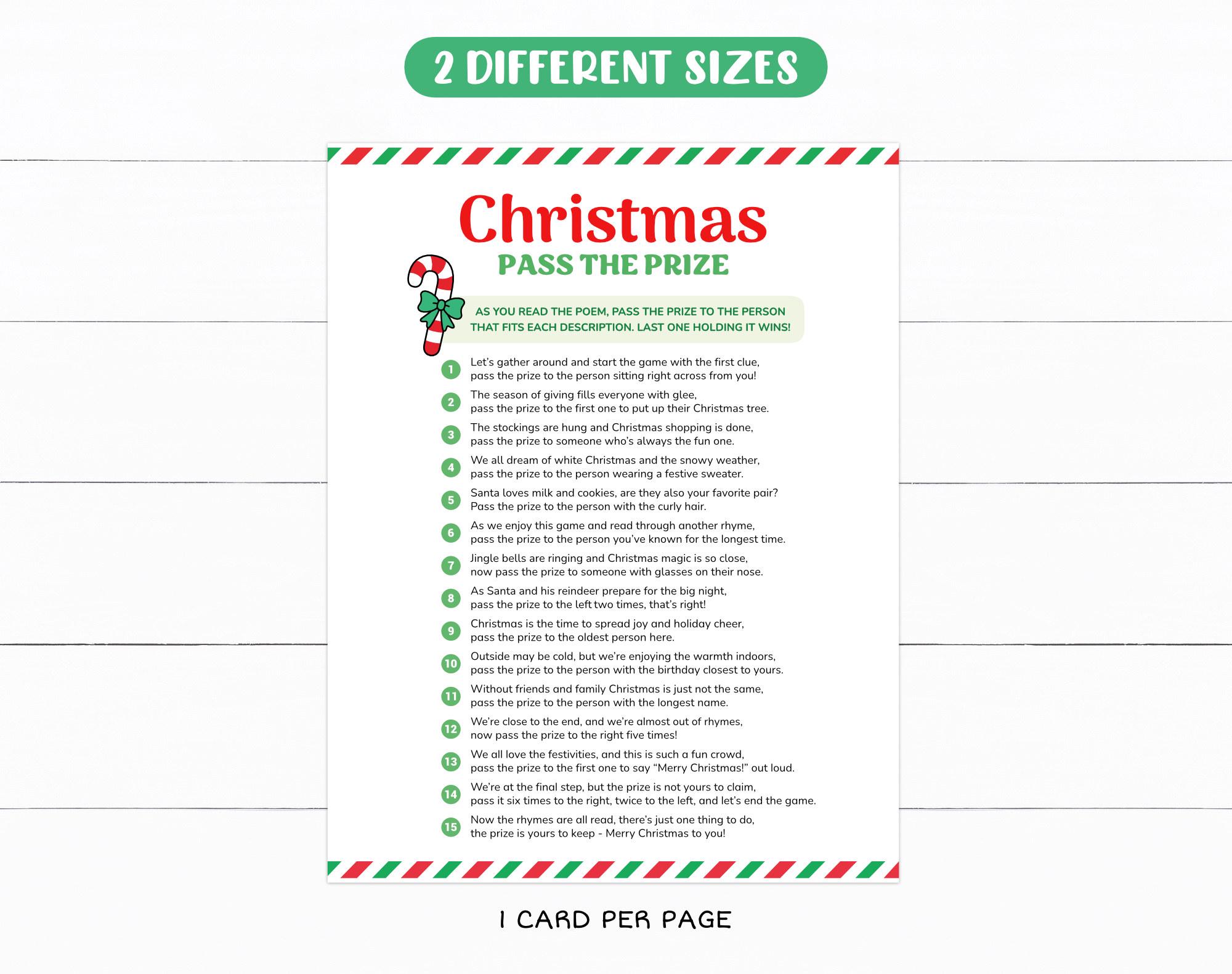 Pass the Prize Christmas Game, Christmas Pass the Prize Game, Christmas ...