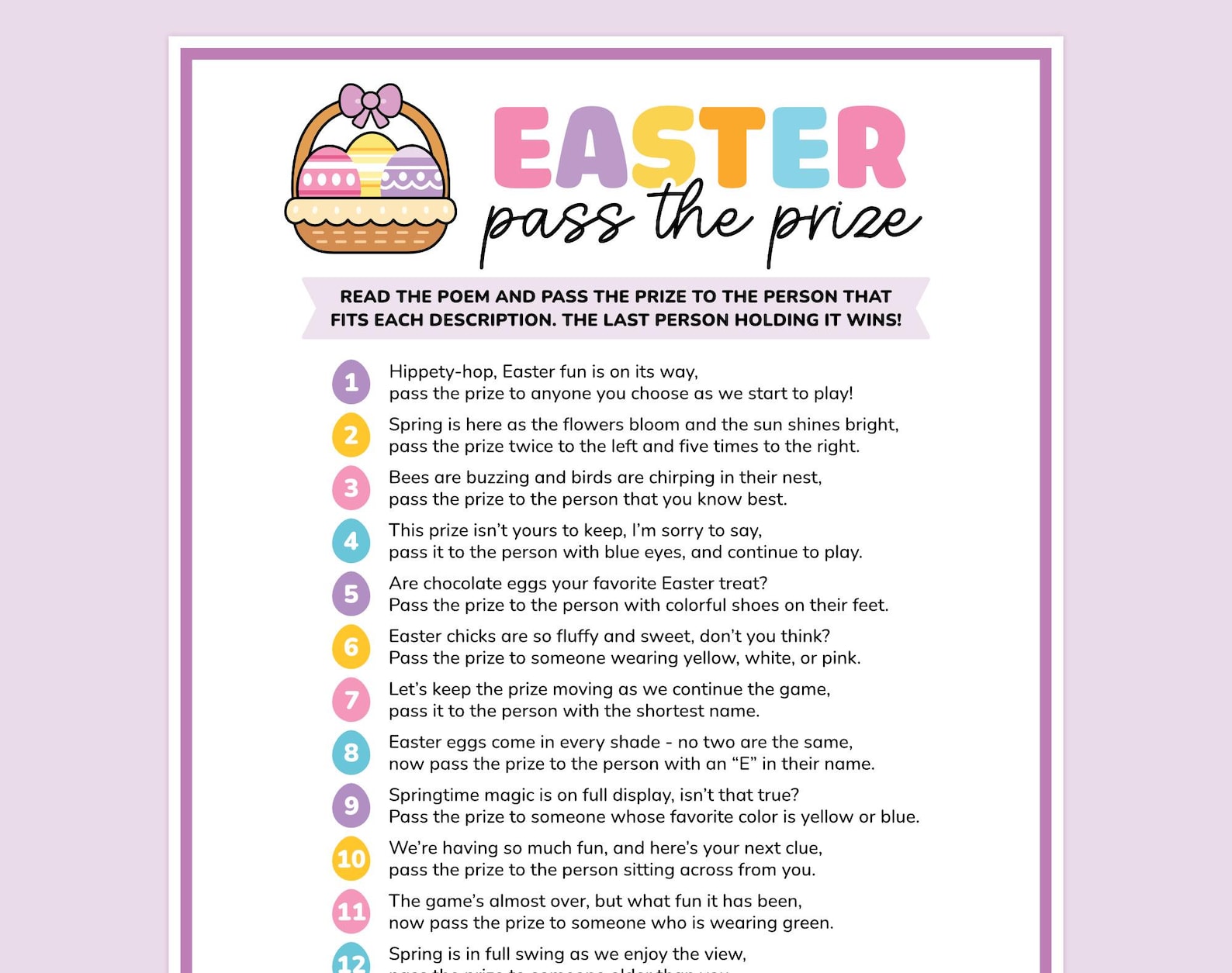 Easter Pass the Prize Game, Pass the Prize Easter Game, Pass the Prize ...