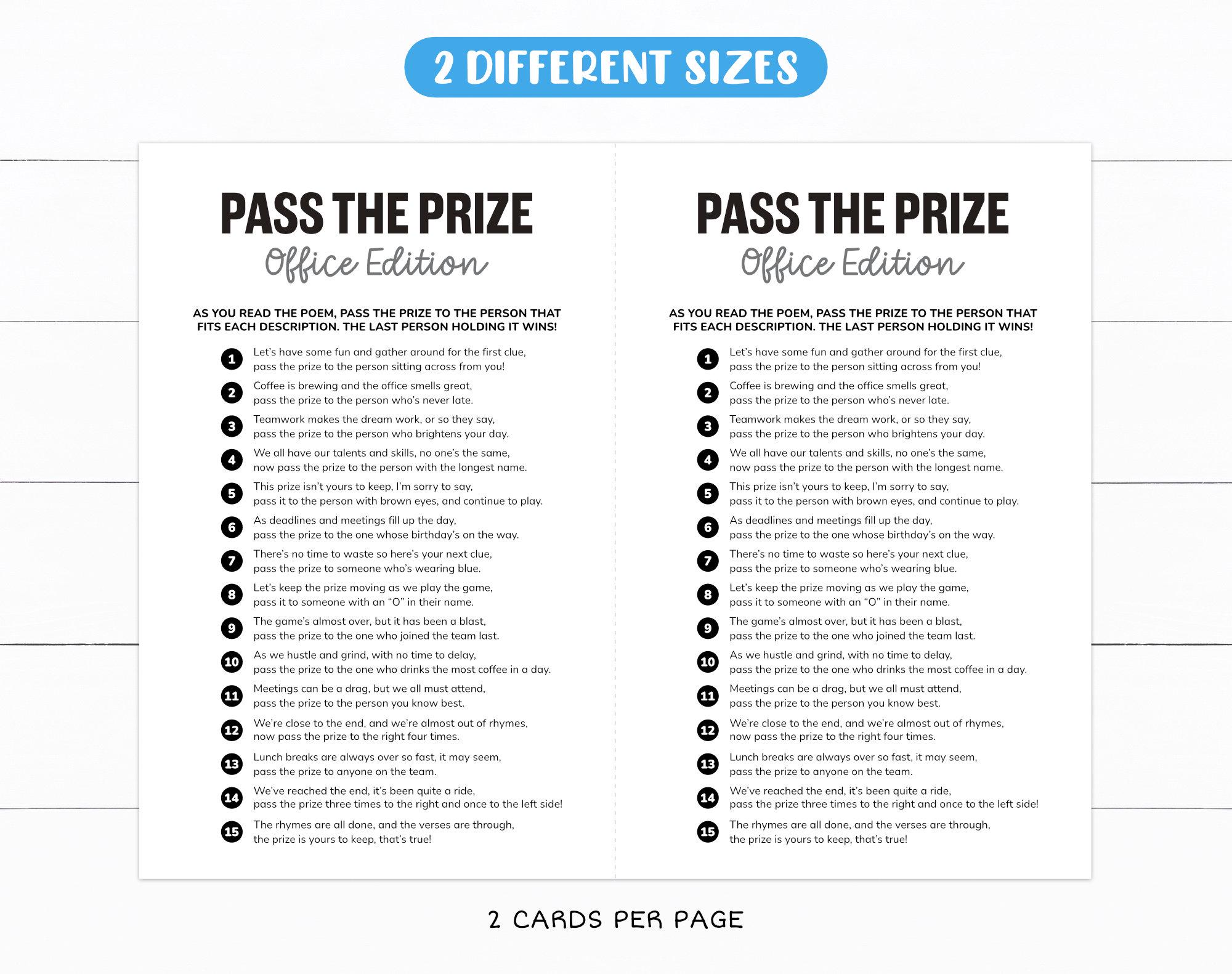 Office Pass the Prize Game, Pass the Prize Office Game, Work Pass the ...