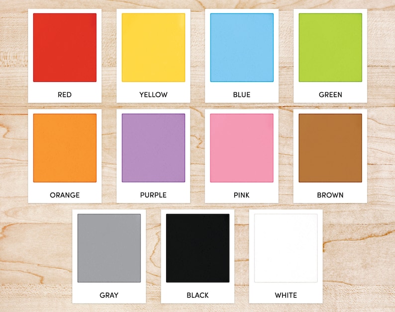 Colors Flashcards Montessori 3 Part Cards Printable Color - Etsy