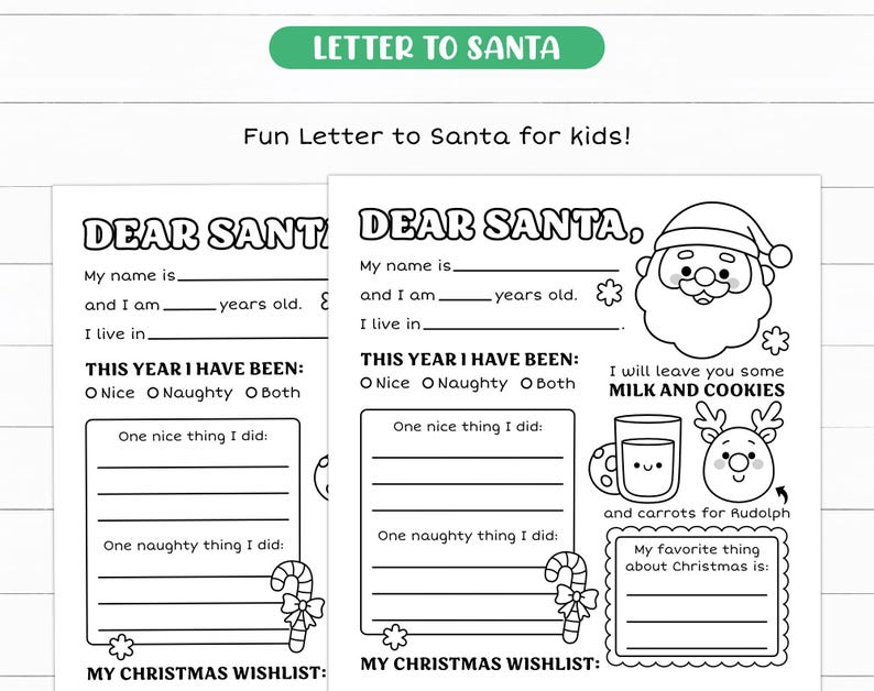 Printable Letter to Santa Coloring Page, Kids Santa Letter Template ...