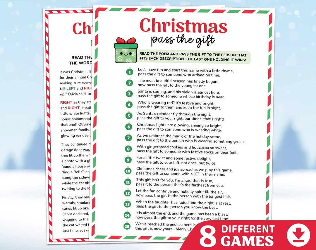 Christmas Pass the Gift Game, Pass the Prize Poem, Pass the Present ...