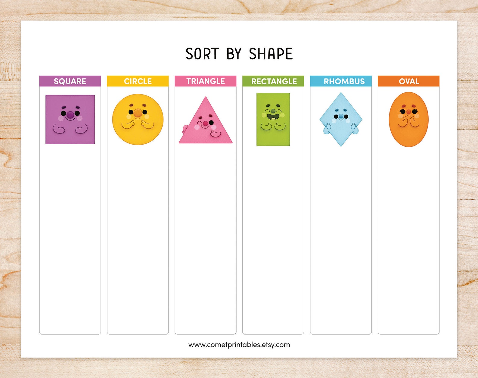 Shape Sorting Worksheet, 2d Shape Matching Worksheets Digital, Sort by ...