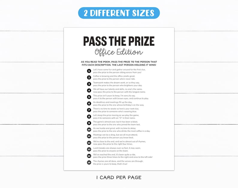Office Pass the Prize Game, Pass the Prize Office Game, Work Pass the ...