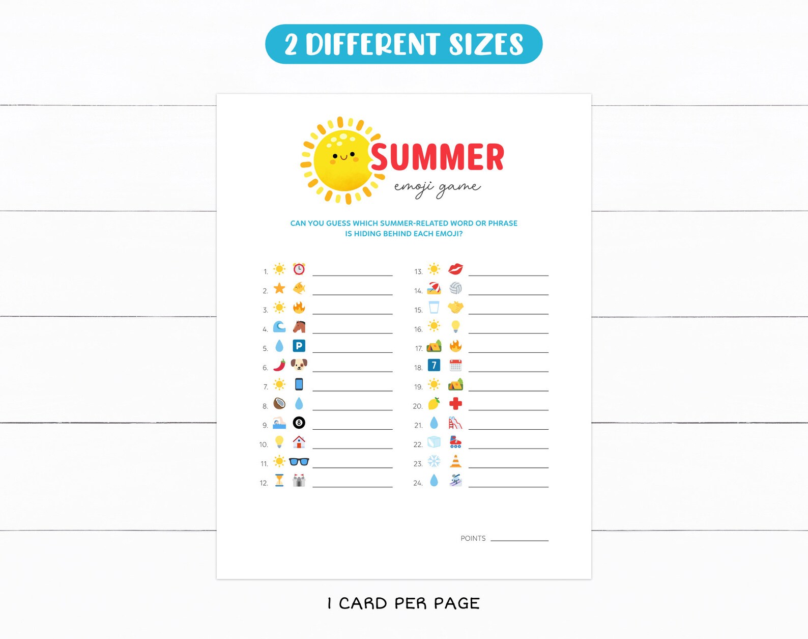 Summer Emoji Game, Summer Emoji Pictionary, Printable Emoji Quiz, Fun ...